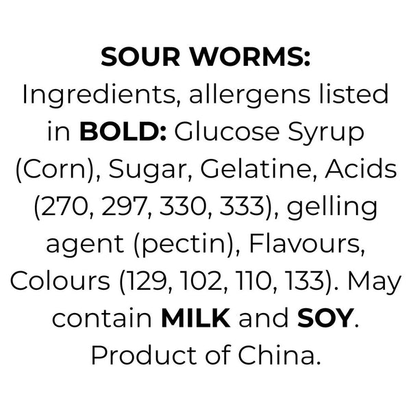 2kg Sour Worms | Wholesale Lollies Australia | Bulk Lolly Wholesale
